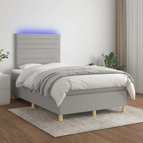 Box spring postel s matrací a LED světle šedá 120x200 cm textil 3135501