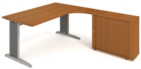 Sestava stolu a skříně levá 180 cm - Hobis Flex FE 1800 HR L Dekor stolové desky: akát, Barva nohou: černá