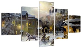 Obraz - Zimní vesnička (125x70 cm)