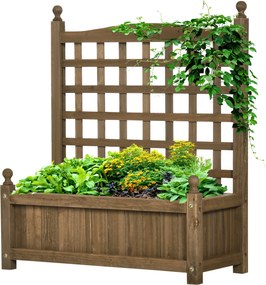Zahradní truhlík s mříží Outsunny - Květinový box - Vysoký truhlík - rozměry 64D x 28Š x 75V cm, včetně zavlažovacích vložek z ošetřeného smrkového d…