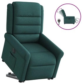 Elektrické zvedací polohovací křeslo tmavě zelené textil 3303340