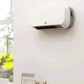 HOMCOM Topný ventilátor na stěnu 2000W s dálkovým ovládáním, 2 topné režimy, LED displej, 12hodinový časovač pro koupelnu 820-254