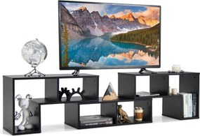 Costway Dřevěný televizní skříň 3dílný televizní stojan pro televizory do 65"
