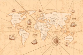 Tapeta mapa sveta s loďkami