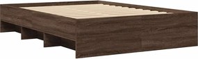 Rám postele bez matrace hnědý dub 140 x 190 cm kompozitní dřevo 3295687
