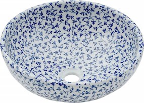 vidaXL Umyvadlo na desku kulaté Φ 41 x 14 cm keramika [155050] Barva: Černo-modrá