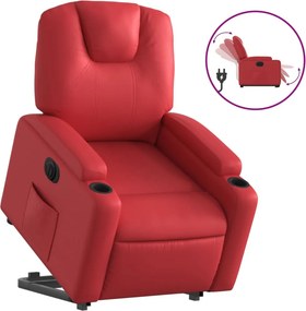 Elektrické zvedací polohovací křeslo červené umělá kůže 3204449