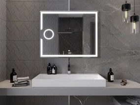 Mexen Onyx osvětlené koupelnové zrcadlo s kosmetickým zrcátkem 100 x 80 cm, LED 6000K, protimlhové - 9813-100-080-611-00