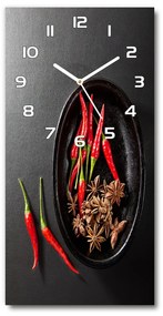 Wallmuralia Nástěnné hodiny tiché Chilli papričky 30x60 cm