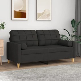 2místná pohovka s polštáři černá 140 cm textil 3200786