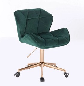 LuxuryForm DESIGN Otočná židle MILANO VELUR na zlaté podstavě s kolečky - zelená