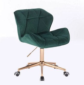 LuxuryForm Židle MILANO VELUR na zlaté podstavě s kolečky - zelená