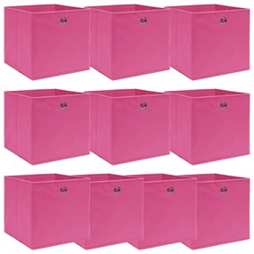 Úložné boxy 10 ks růžové 32 x 32 x 32 cm textil