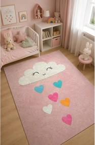 Růžový pratelný dětský koberec 140x190 cm Clouds – Mila Home