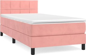 Box spring postel s matrací růžová 80 x 200 cm samet 3141274