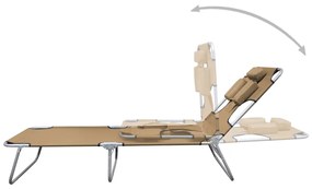 vidaXL Marketos Skládací zahradní lehátko s podhlavníkem polohovatelné taupe