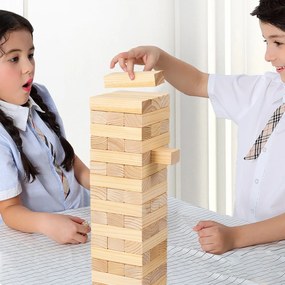 Costway 54 Bloky z borovicového dřeva Darn tower game stavebnice hra