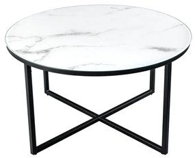 Massive home | Konferenční stolek ELEGANCE BLACK X 80 CM bílý mramorový vzhled