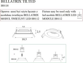 Maxlight H0118 BELLATRIX Zápustné vestavné svítidlo naklonitelné, černé, bez LED modulu H0112