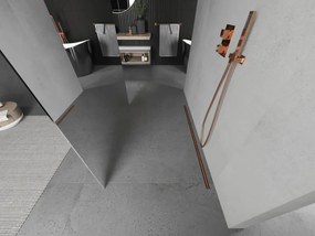 Mexen Kioto, průchozí sprchová zástěna 120 x 200 cm, 8mm sklo vzor zrcadlo, 2x růžové zlato stabilizační rozpěra, 800-120-002-60-50