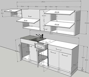 Tempo Kondela, s.r.o. Kuchyňská linka JURA NEW IA ZS 2.6m, rigoleto light/dark/sklo