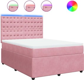 Box spring postel s matrací růžová 140x190 cm samet 3294651
