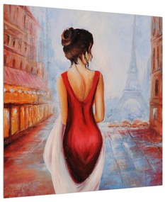 Obraz ženy a Eiffelovy věže (50x50 cm)