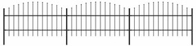 Zahradní plot s kopím nahoře ocelový 504 x 100 cm černý 277714