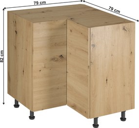 Rohová spodní skříňka, dub artisan, LANGEN D90N