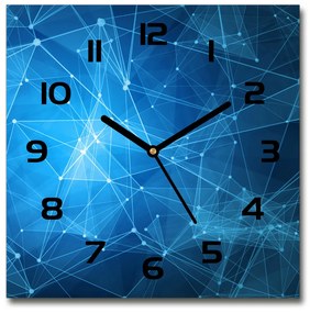 Wallmuralia Skleněné hodiny čtverec Modré linie 30x30 cm