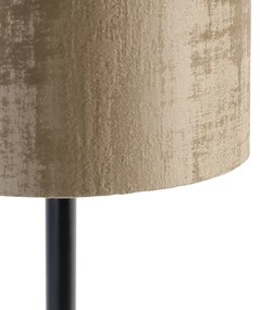 Moderní stolní lampa černá se stínidlem hnědá 25 cm - Simplo