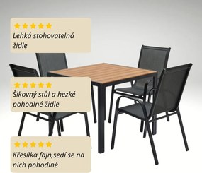 Vikio Venkovní malý zahradní set 90x90 pro 4 osoby přírodní DK301P