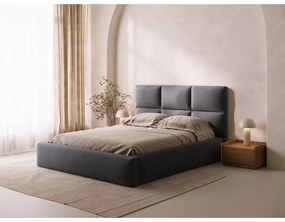 Šedá čalouněná dvoulůžková postel s úložným prostorem s roštem 140x200 cm Libera – Windsor &amp; Co Sofas