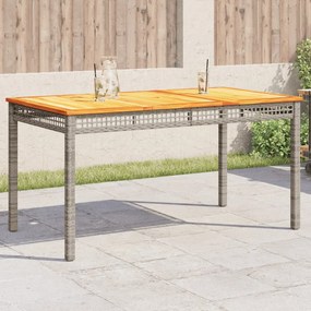 Zahradní stůl šedý 140 x 80 x 75 cm polyratan akáciové dřevo,  366277