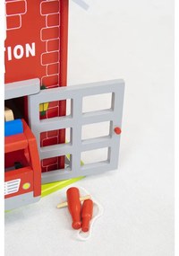4iQ Dětská dřevěná hasičská stanice s figurkami
