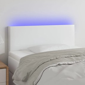 Čelo postele s LED bílé 100x5x78/88 cm umělá kůže