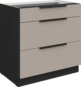 ARIA cb | dolní skříňka 80 D 3S zásuvková | 80 cm | PREMIUM BOX | černá/béžová