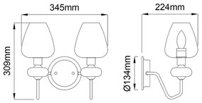 Elstead DL-ARMAND2-AB - Nástěnné svítidlo ARMAND 2xE14/40W/230V černá/mosaz
