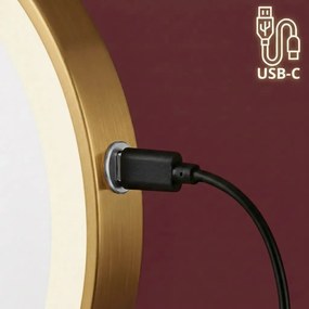 Rea Kosmetické zrcadlo ⌀20 cm s regulovatelným LED osvětlením HOM-70001 Gold Old - kartáčovaná zlatá