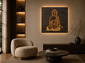 Li-Go "Buddha" světelný obraz 230V 62x62 cm provedení povrchu: černá s patinou