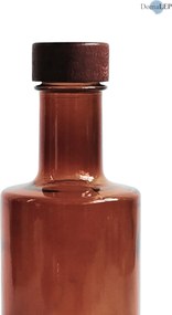 Skleněná láhev na olej 200 ml hnědá s uzávěrem tmavé dřevo VILO