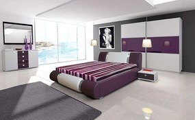 ložnice RIVA II - komplet  - skříň 200cm - bílý/fialový lesk