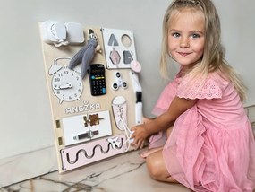 Manibox Montessori vzdělávací hračka pro děti + jméno ZDARMA Zvolte barvu: Růžová, Zvolte stojan: Se stojanem