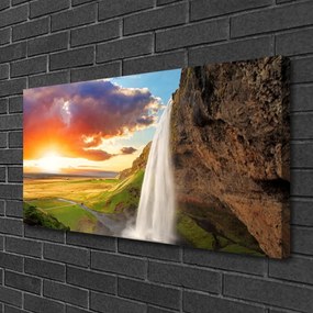 Obraz na plátně Vodopád Slunce Krajina 140x70 cm