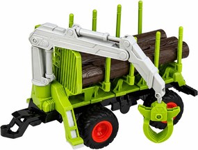 LEAN Toys Dálkově ovládaný traktor RC s lesním přívěsem a drapákem na dřevo v měřítku 1:24