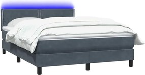 Box spring postel s matrací a LED tmavě šedá 160x210 cm samet 3316792