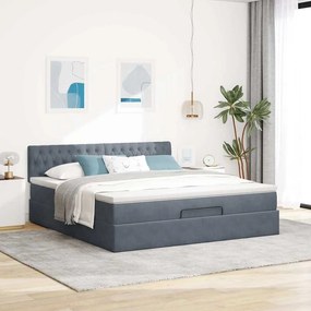Osmanský rám postele s matrací tmavě šedá 180x200cm samet 3311862