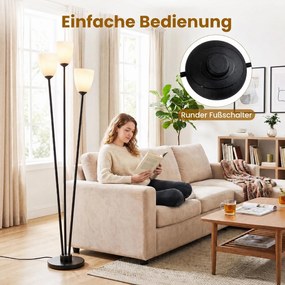 Costway Stojací lampa153cm stojací lampa s3E27- patice lampiček na čtení3Flamey