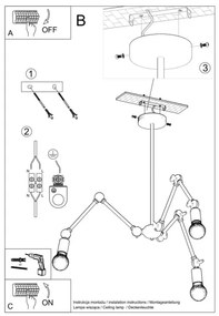 Sollux SL.0611 - Lustr na tyči STARK 3xE27/60W/230V