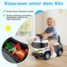 Costway 2 v 1 Policejní vůz s volantem a úložným prostorem Odtlačovací vůz
